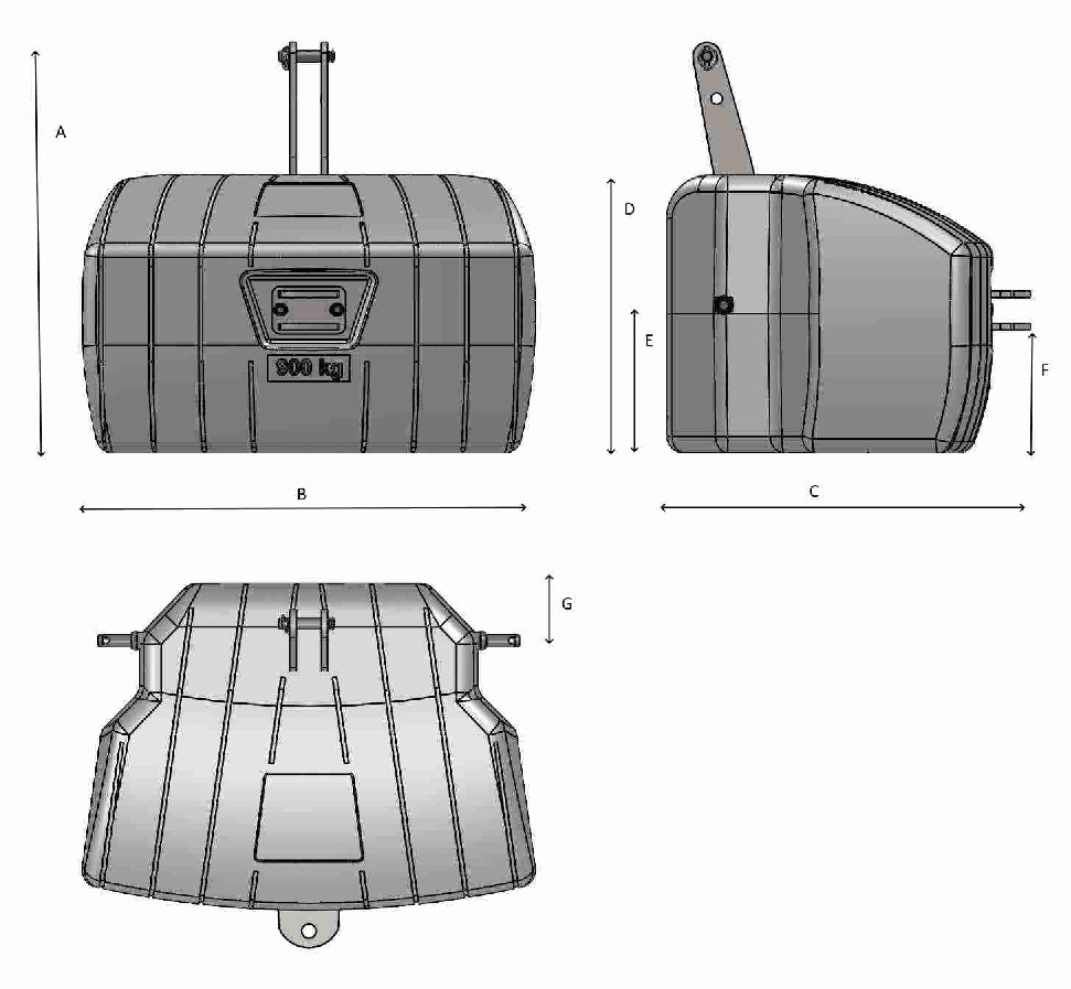 Stahlbetongewicht New Generation Heckgewicht Frontgewicht NG 650kg Kat.2